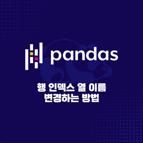판다스 독학 강의 02 데이터프레임 행 인덱스와 열 이름 변경과 수정 강력맨