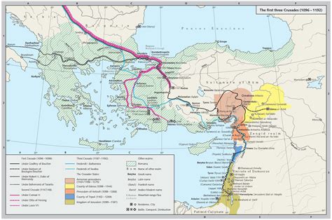 Map The First Three Crusades 1096 1192 By Eckhart Olshausen After