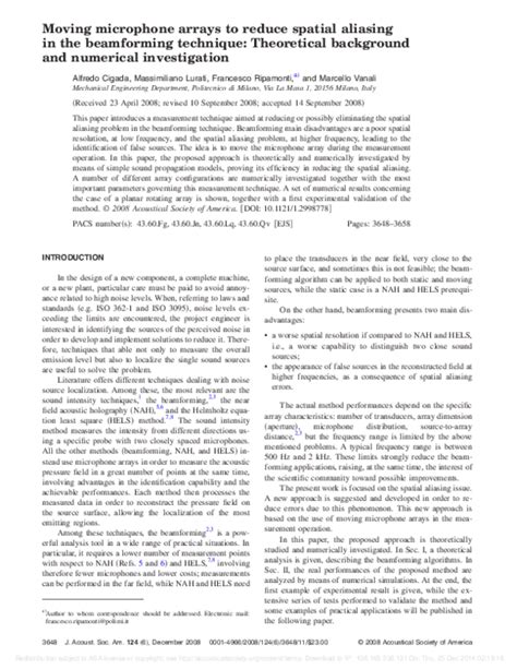 Pdf Moving Microphone Arrays To Reduce Spatial Aliasing In The Beamforming Technique