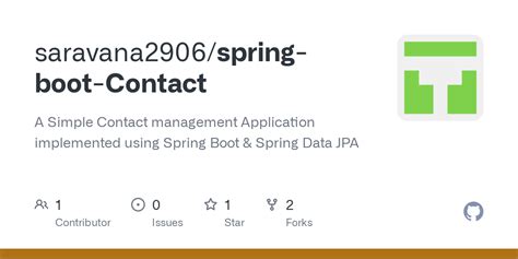 GitHub Saravana Spring Boot Contact A Simple Contact Management Application Implemented