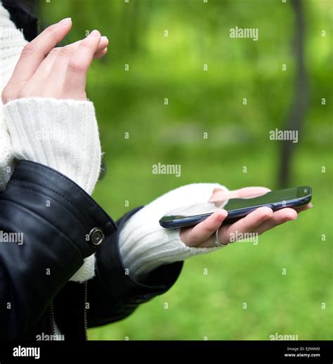 Hands With Phone Stock Photo Alamy