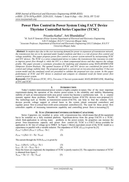 Power Flow Control in Power System Using FACT Device Thyristor ...