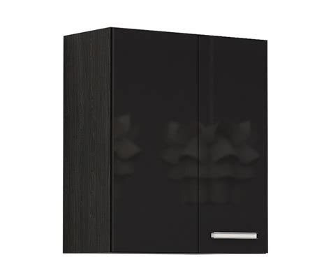 Горен ъглов шкаф за кухня 60 Mdf Черно гланц Дъб карбон Елинор G31 Мебели Венус