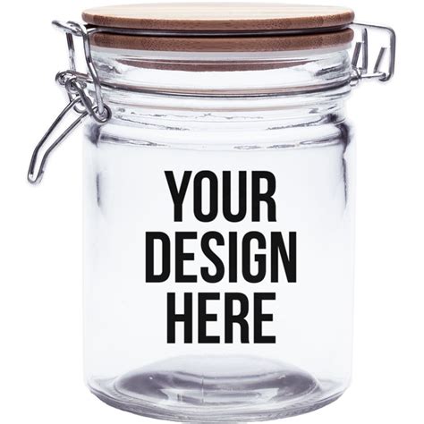 Logo Candy Jars With Hinged Wood Lid 22 Oz