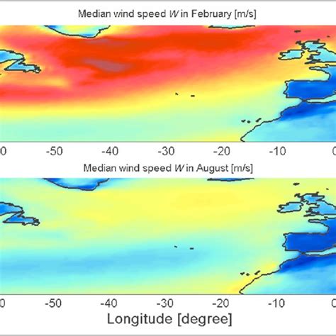 Median Wind Speed Defined By Equation 4 In February Top And In