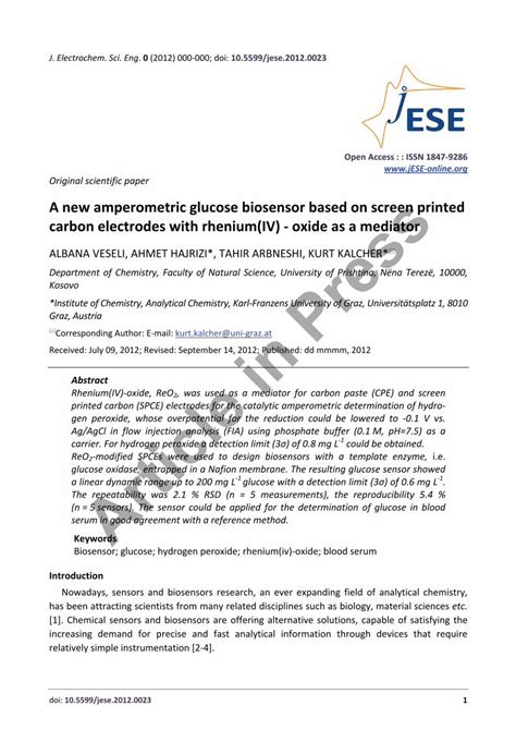 Pdf A New Amperometric Glucose Biosensor Based On … · A New