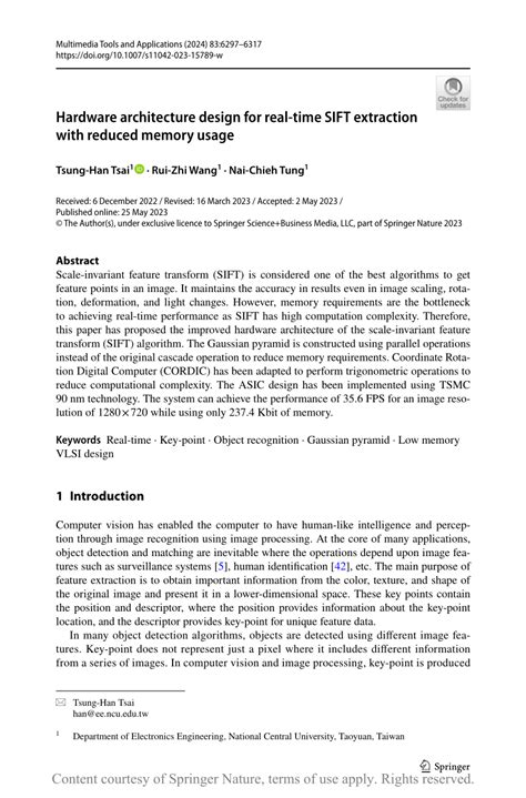 Hardware Architecture Design For Real Time Sift Extraction With Reduced