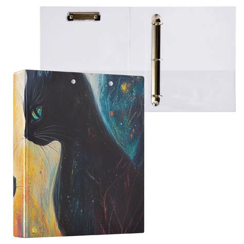 Colorful Background Two Black Cats Round Ring Binder 3 Rings 15