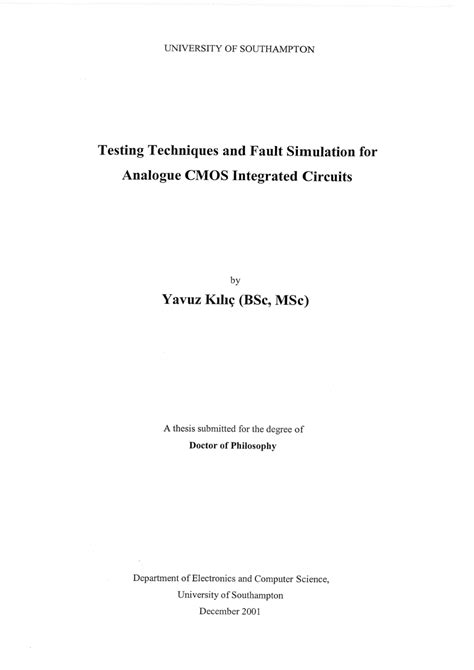 Pdf Testing Techniques And Fault Simulation For Analogue Cmos Integrated Circuitstitle