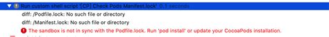 cocos creator 报错：the sandbox is not in sync with the podfile lock run