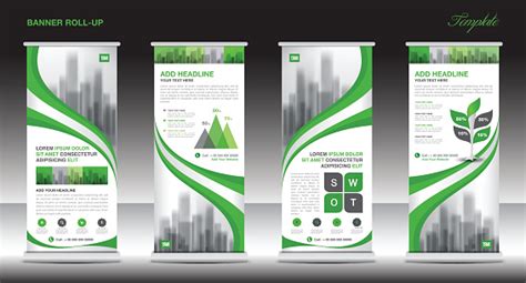 롤 배너 서식 파일 벡터 전단지 광고 X배너 포스터를 그린 디자인 디스플레이 레이아웃 벡터 일러스트 레이 션을 올려 롤업 배너에 대한 스톡 벡터 아트 및 기타 이미지