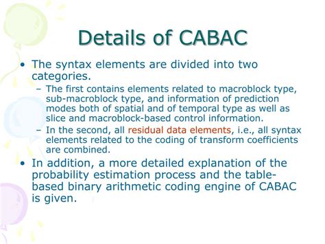 Ppt Context Based Adaptive Binary Arithmetic Coding In The H264avc