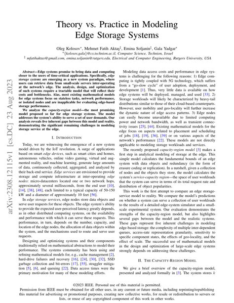 Pdf Theory Vs Practice In Modeling Edge Storage Systems