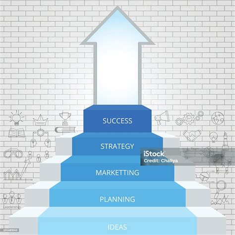 성공을 위한 계단 단계 성공아이콘과 요소로 된 계단 계단에 대한 스톡 벡터 아트 및 기타 이미지 계단 층계 위로 이동 Istock