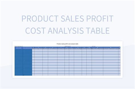 Product Sales Profit Cost Analysis Table Excel Template And Google