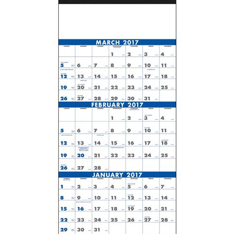 3 Month Planner 4 Sheet 2017 Custom Calendars 220 Ea