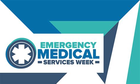 5 월 응급 의료 서비스 주간 미국에서 매년 축하 제어 및 보호 의료 의료 디자인 포스터 카드 배너 및 배경 벡터 일러스트레이션 5월에 대한 스톡 벡터 아트 및 기타 이미지