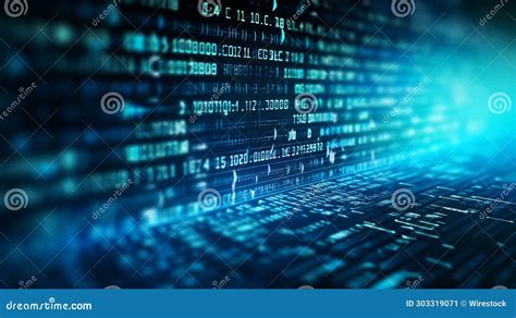 Binary Code With Bright Lights A Digital Background A 3d Illustration