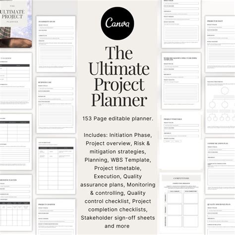 Editable Project Planner Project Management Business Planner Project Manager Project