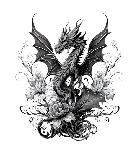 Premium Photo Dragon Tattoo Isolated Tribal Wyvern Silhouette Black