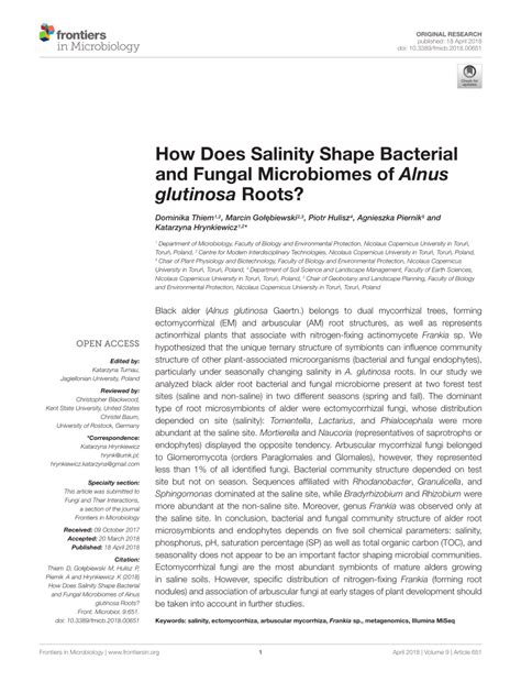 Pdf How Does Salinity Shape Bacterial And Fungal Microbiomes Of Alnus