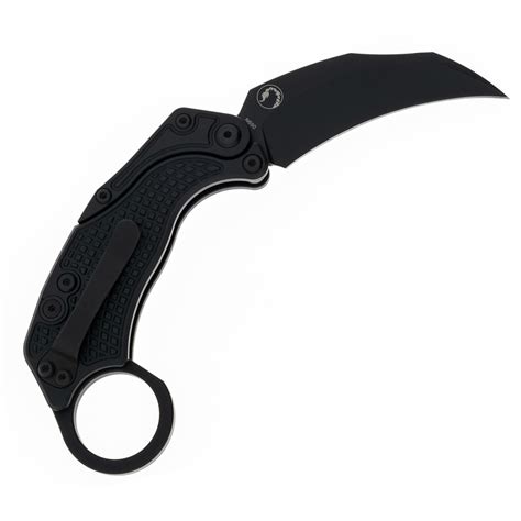 Reate Knives Exo K Button Lock Karambit Gravity Knife Black Handle Black Pvd Blade W Trainer