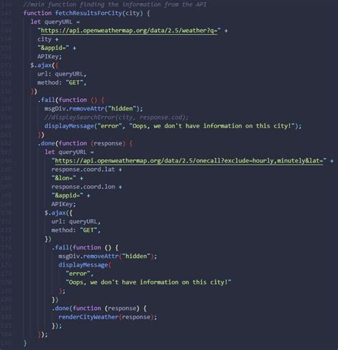 Github Amypaschke06weather Dashboard Searchable Weather Dashboard Using Ajax