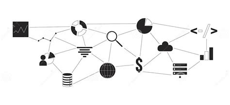 Analytics Database Management Black And White 2d Line Cartoon Object Stock Vector Illustration