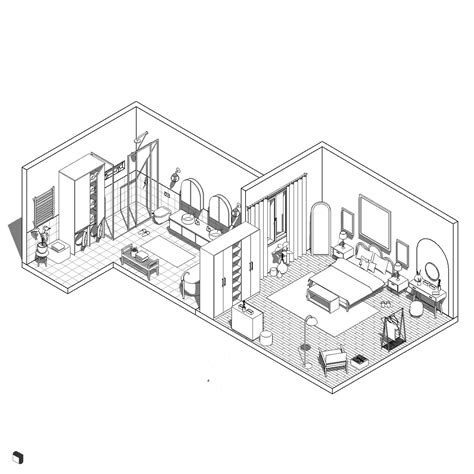 3d Model Revit Scandinavian Bedroom And Bathroom Toffu Co