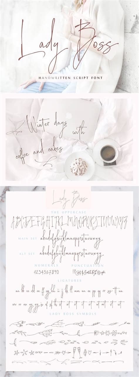 Lady Boss Script Font Extras By IraDvilyuk On Creativemarket Tattoo Fonts Cursive Tattoo