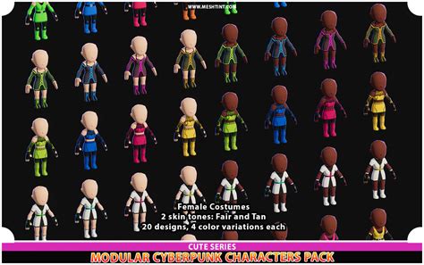 Modular Cyberpunk Characters Pack Cute Series Modular Cyberpunk Characters Pack Cute Series