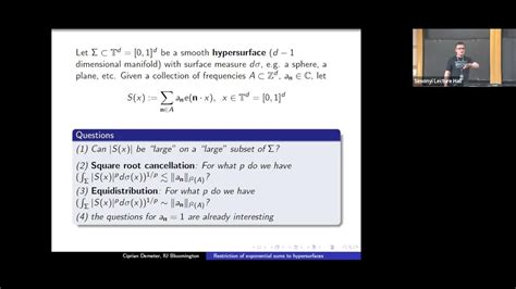 restriction of exponential sums to hypersurfaces ciprian demeter