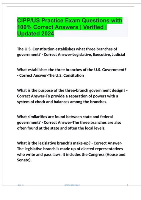 Cipp Us Practice Exam Questions With 100 Correct Answers Verified Updated 2024 Cipp Us