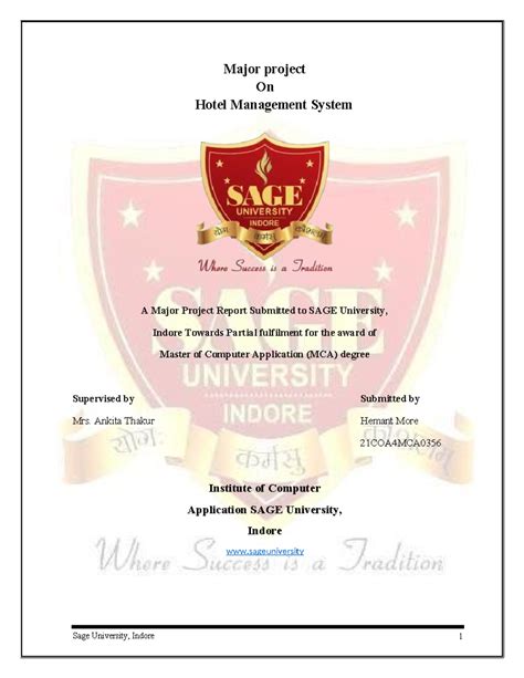 Hotel Management System Project Major Project On Hotel Management System A Major Project Hotel Management System Project Major Project On Hotel Management System A Major Project