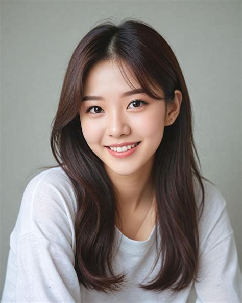 Premium Photo Young Woman With Long Dark Hair Smiling