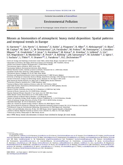 Pdf Mosses As Biomonitors Of Atmospheric Heavy Metal Deposition