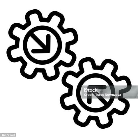 기어 라인 아이콘입니다 흰색으로 분리된 메커니즘 벡터 그림 두 개의 톱니바퀴 개요 스타일 및 앱을 위해 설계되었습니다 Eps 10 It 지원에 대한 스톡 벡터 아트 및 기타