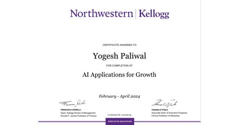 Yogesh Paliwal On Linkedin Ai Applications For Growth • Yogesh Paliwal • I Received My Certificate