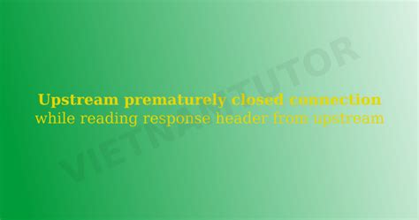 Fixing “upstream Prematurely Closed Connection” Error In Nginx Việt