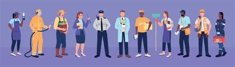 Essential Worker Flat Color Vector Faceless Character Set 2299490