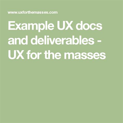 example ux docs and deliverables ux for the masses tool design ux