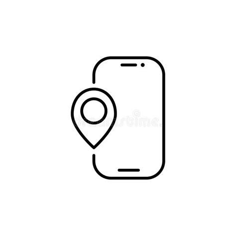 Phone Geolocation Line Icon Pointer Map Destination Location Tecnology Concept Stock Vector