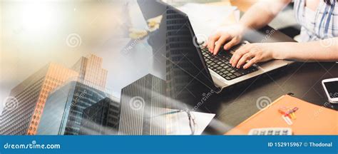 Female Hands Using A Laptop Multiple Exposure Stock Image Image Of