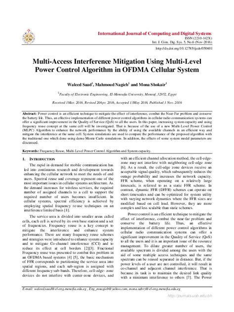 Pdf Multi Access Interference Mitigation Using Multi Level Power