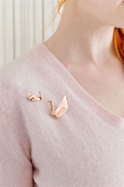 Diy Copper Origami Brooch Copper Diy Brooch Origami Swan