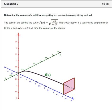 Question 2 Determine The Volume Of A Solid By Integrating A Cross Section Using Slicing Method