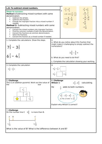 Fractions Year 6 Math Differentiated Resources Teaching Resources