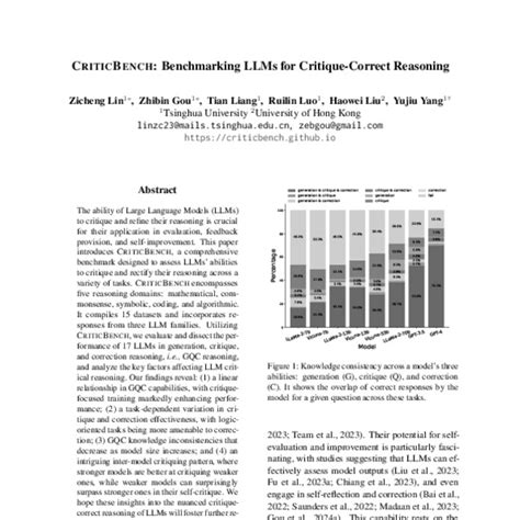 Criticbench Benchmarking Llms For Critique Correct Reasoning Acl