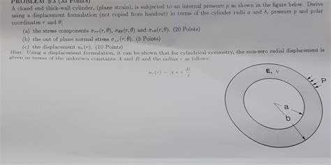 Solved A Closed End Thick Wall Cylinder Plane Strain Is