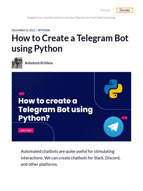 How To Create A Telegram Bot Using Python Pdf Software Development Software